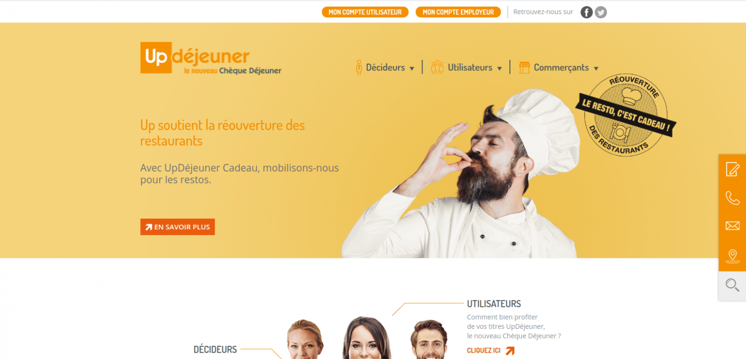 UpDéjeuner : Titre restaurant, carte et chèque déjeuner