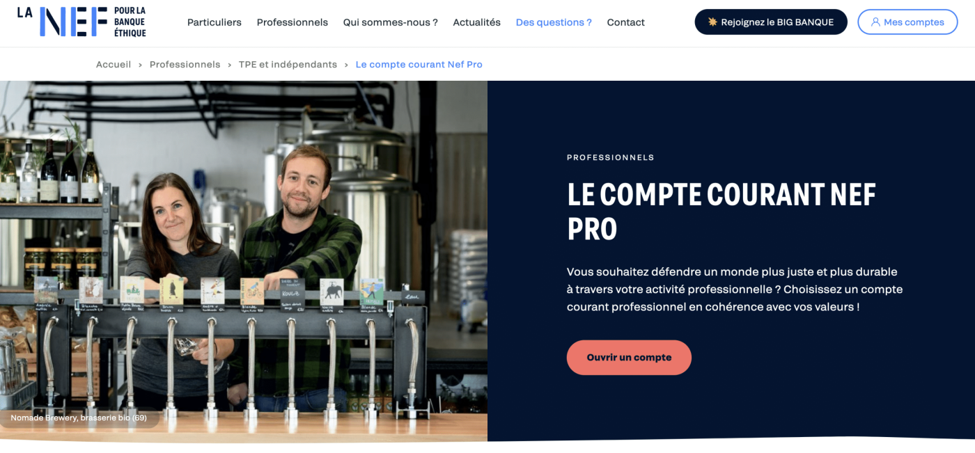 La Nef : Le compte courant Nef pro - Compte pro